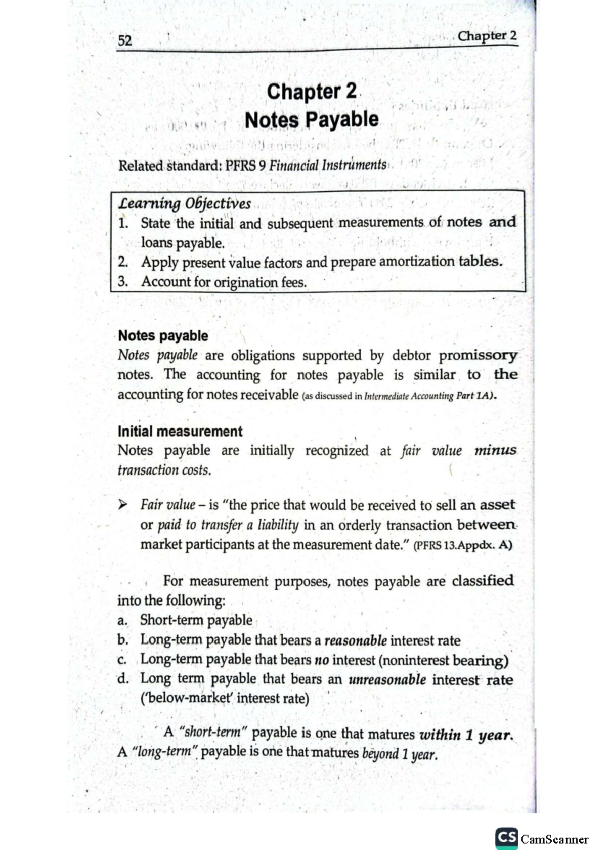 CS Notes Payable: Chapter 2 Summary and Key Concepts - Studocu