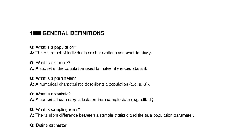 Inferential Statistics Flashcards: Key Concepts & Definitions - Studocu