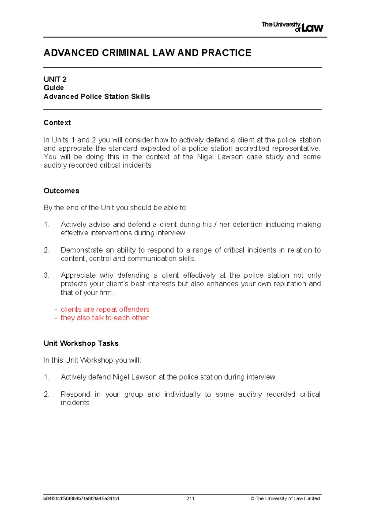 Advanced Criminal Law (Unit 7): Workshop on Road Traffic Offences - Studocu