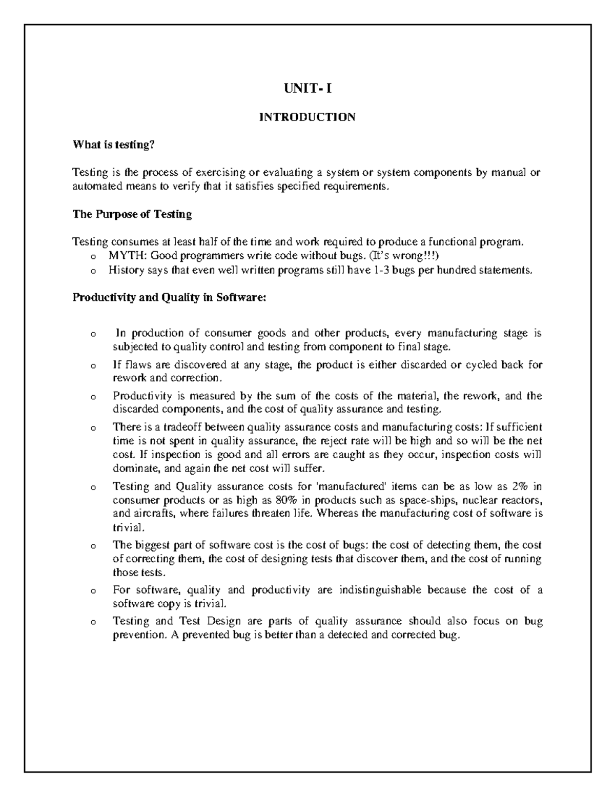 Stm Lecture Notes Understanding Software Testing And Quality