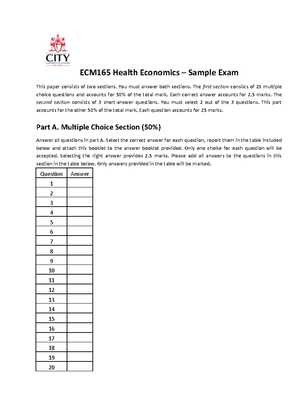 ECM165 Health Economics Sample Exam - Model Answers - Studocu