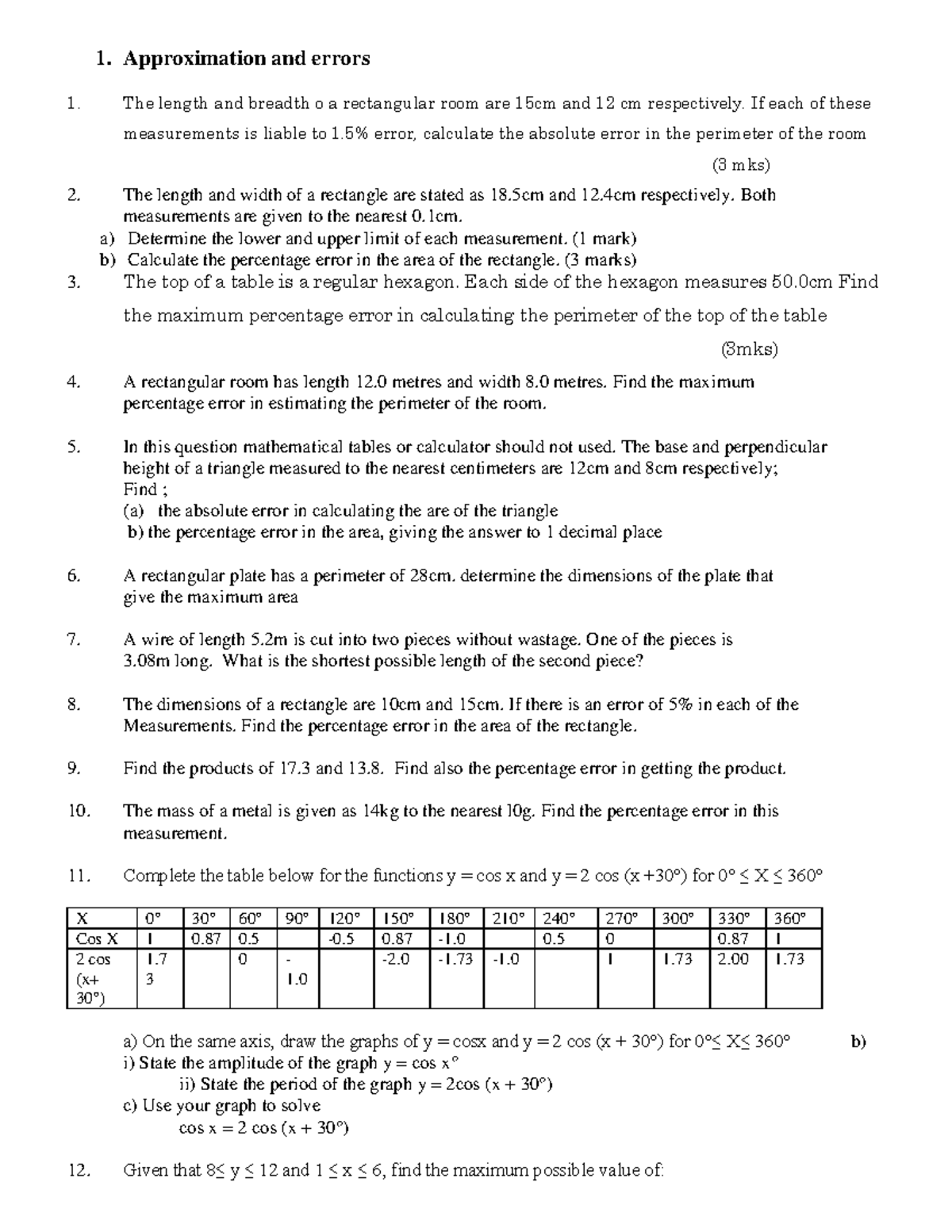 Approximation And Errors Q 1 Approximation And Errors 1 The Length