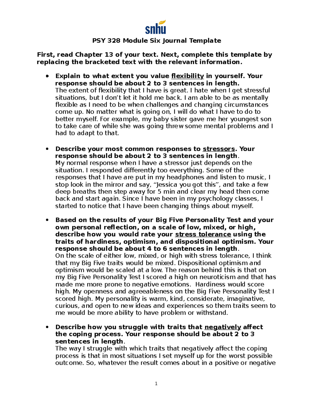 6 PSY 328 Module Six Journal Reflection Template - Studocu