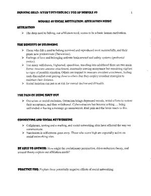 Module 1 - CHEAT SHEET - PSY 150 - Studocu