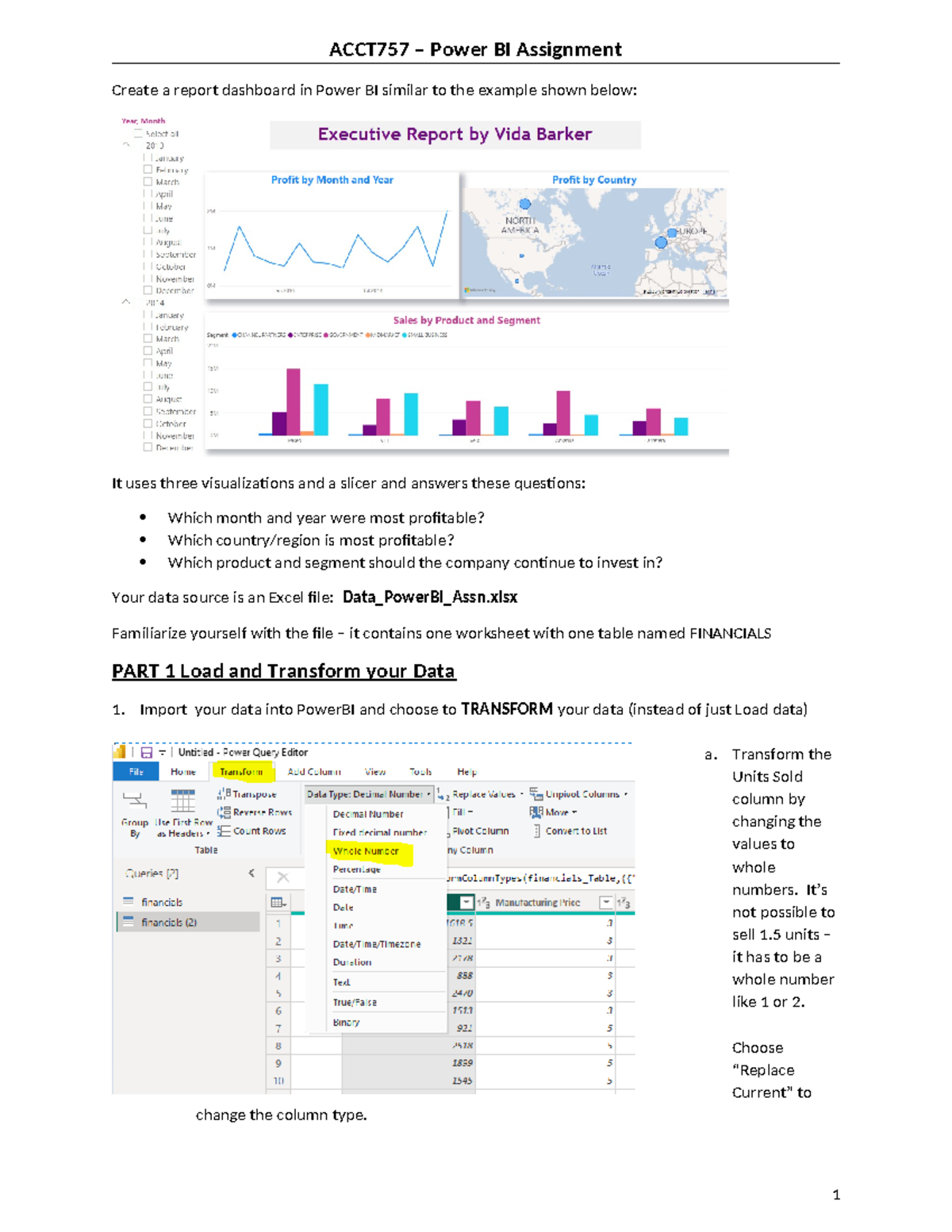 ACCT757 Power BI Assignment 4: Creating a Report Dashboard - Studocu