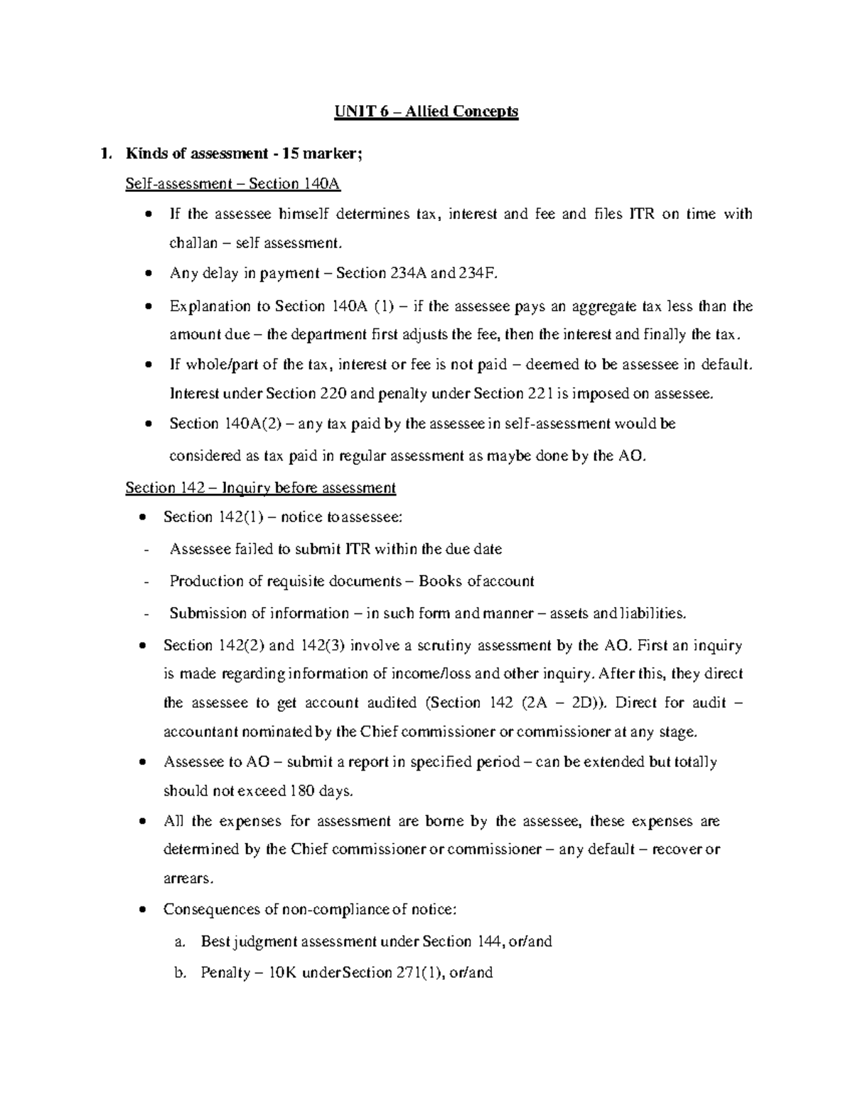 UNIT 6 - Tax Assessment Concepts and Procedures - Studocu