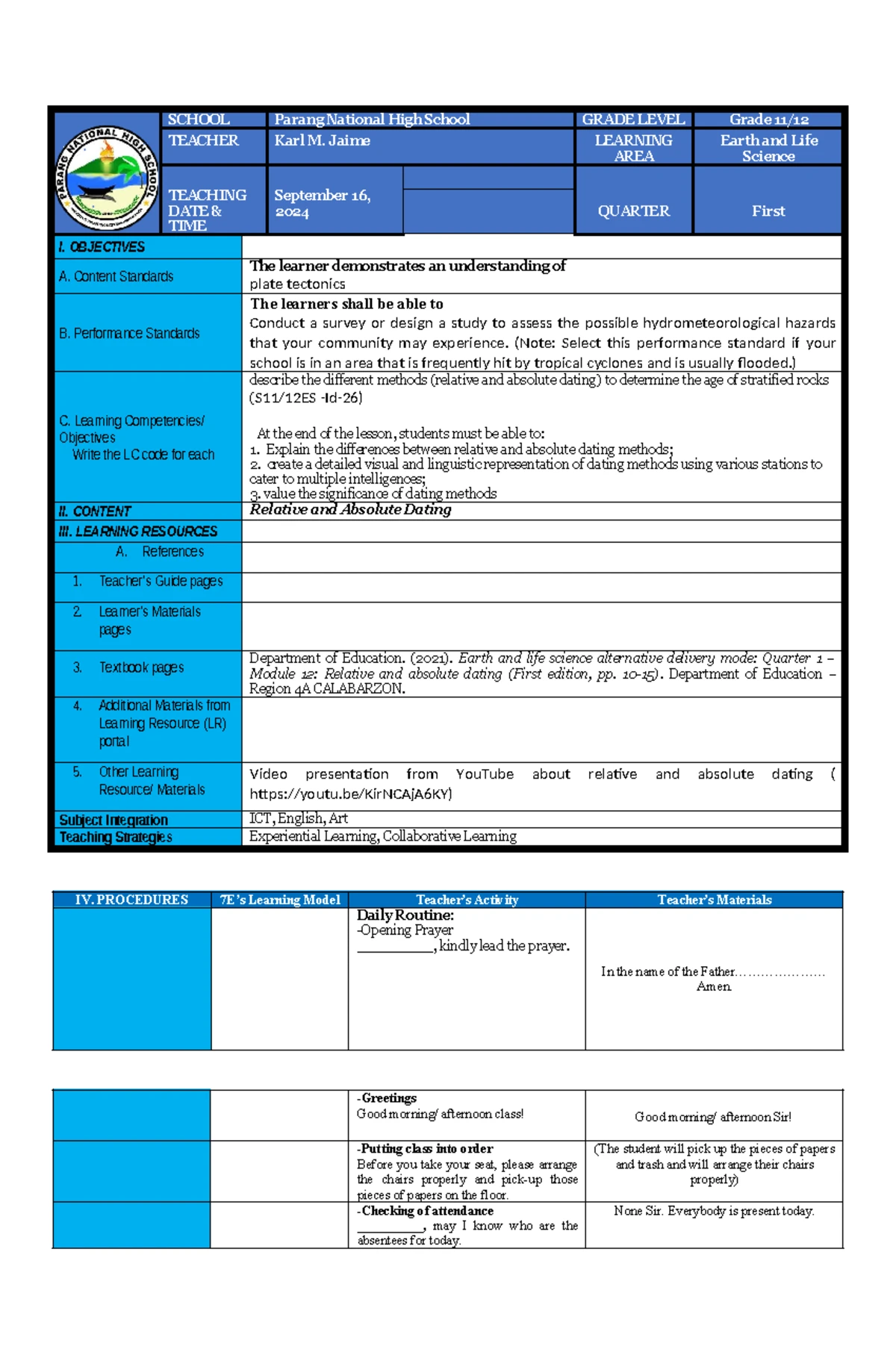 Continental Drift Theory: Key Evidences - S11/12ES - Id - Lesson Plan ...