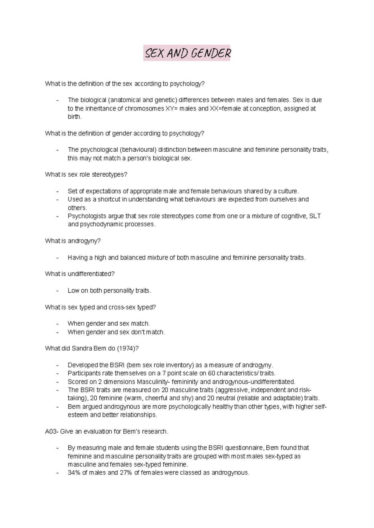 Gender - SEX AND GENDER What is the definition of the sex according to ...