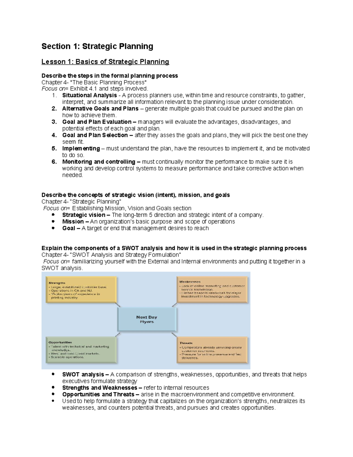 C483 Study Guide: Strategic Planning, TQM, and Organizational Structure ...