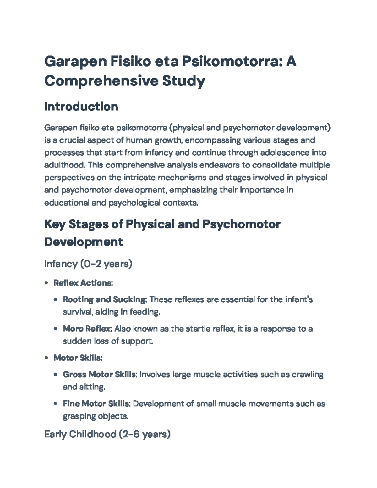 Physical and Psychomotor Development: Key Stages and Influences ...