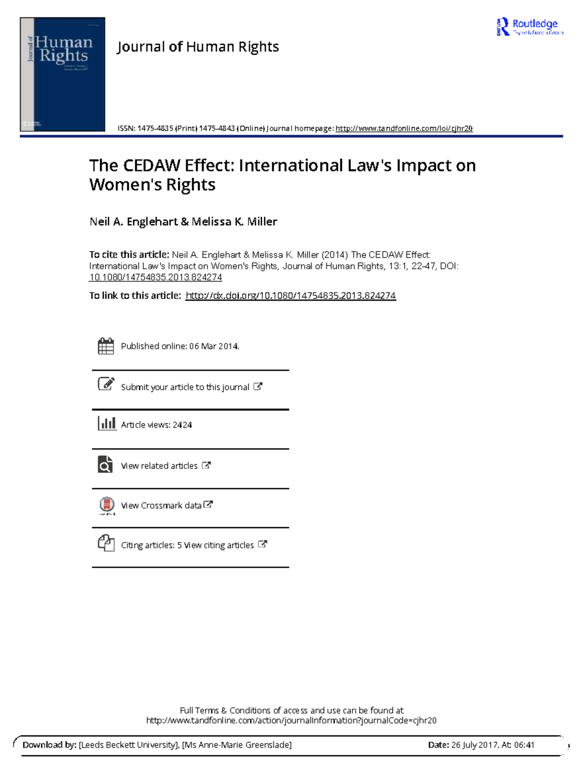 The CEDAW effect on women's rights: An analysis of international impact ...