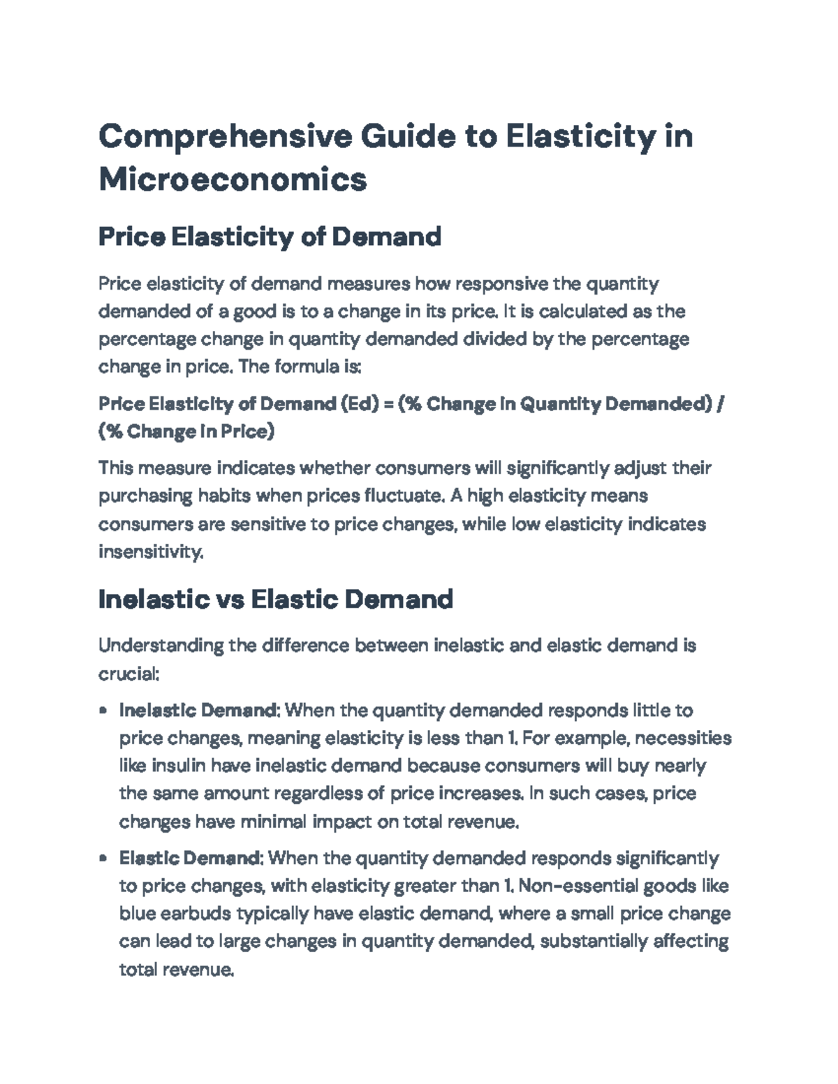 Comprehensive Guide to Price Elasticity in Microeconomics 101 - Studocu