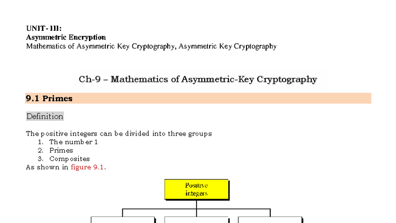 CNS U - 3 - R20 JNTUK: Asymmetric Key Cryptography & Prime Mathematics - Studocu