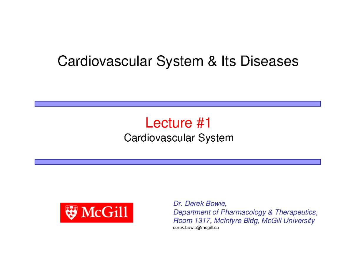 Cardiovascular System Lecture Notes - PHAR 101 - Studocu