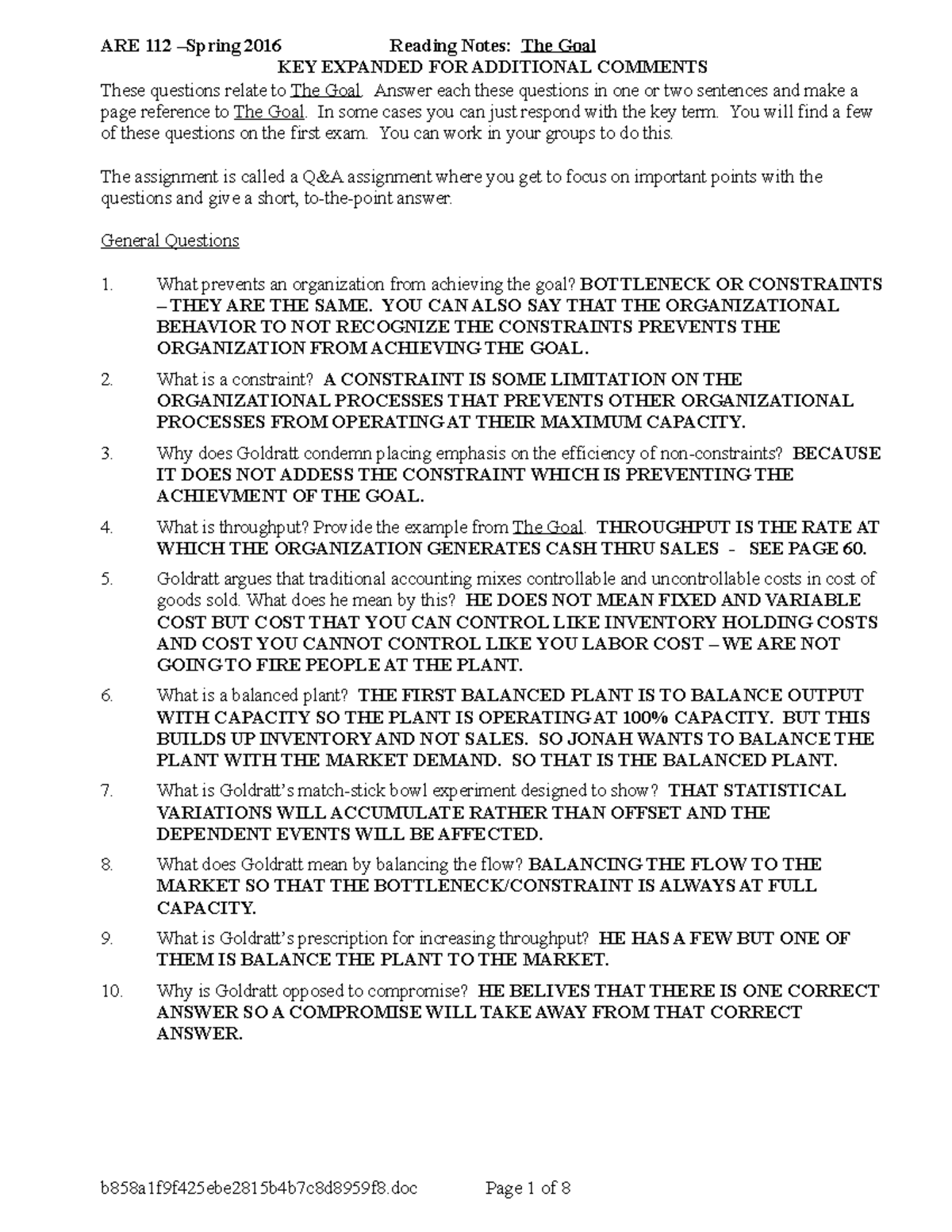 ARE112 Goal Reading Points KEY - KEY EXPANDED FOR ADDITIONAL COMMENTS ...