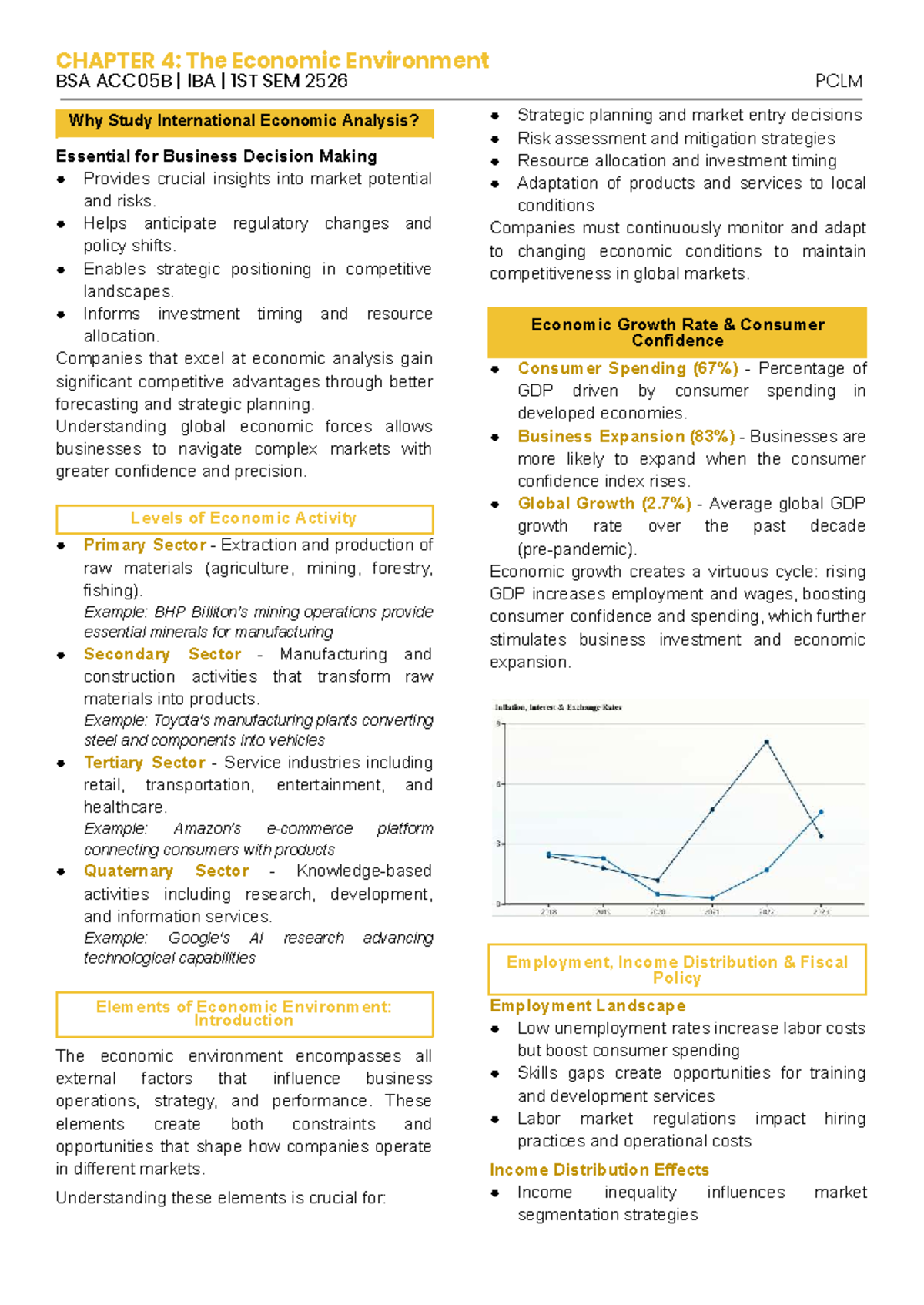 IBA ACC05B CHAPTER 4: The Economic Environment Notes - Studocu