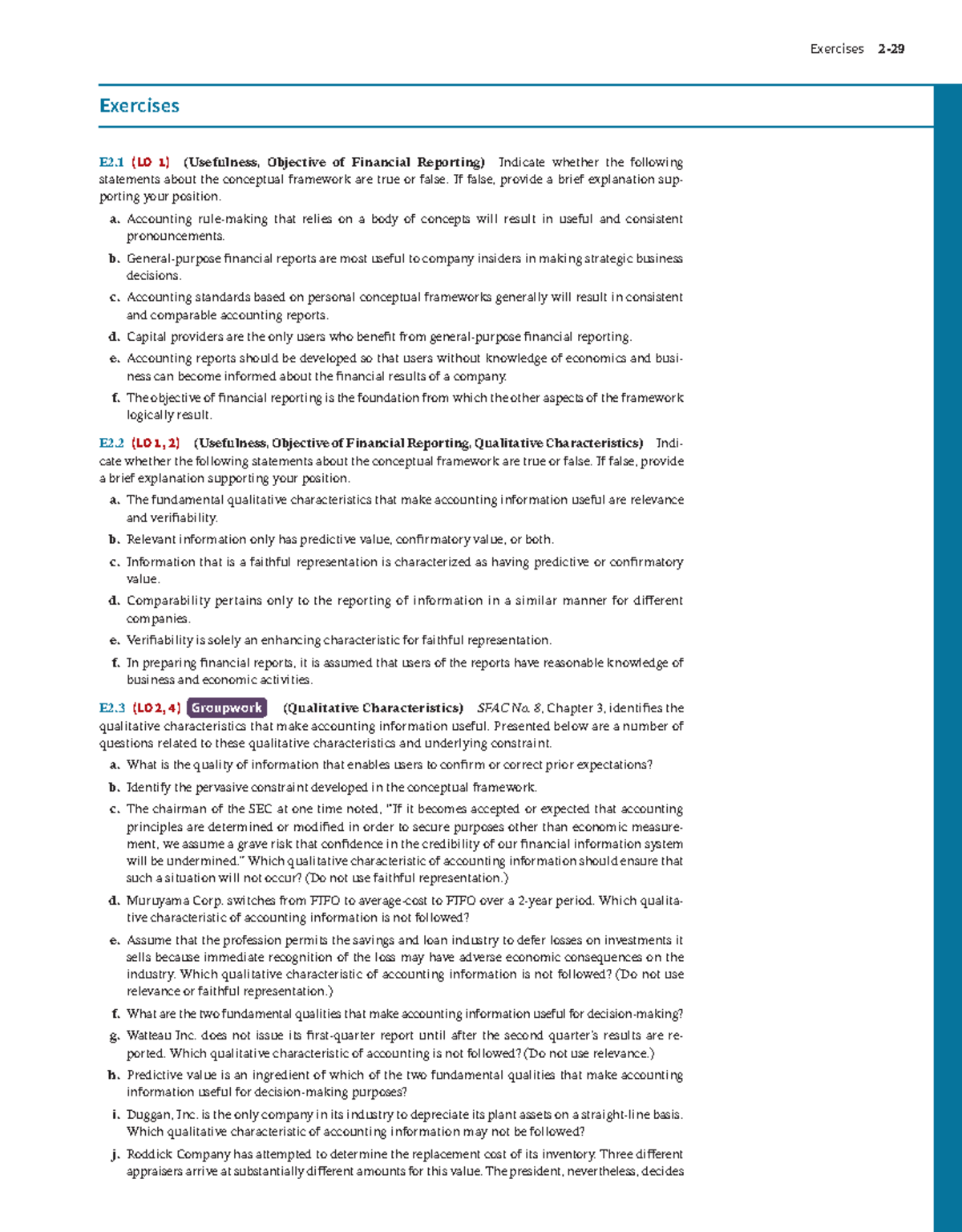 Intermediate-accounting notes-46 - Exercises 2- Exercises E2 (LO 1 ...