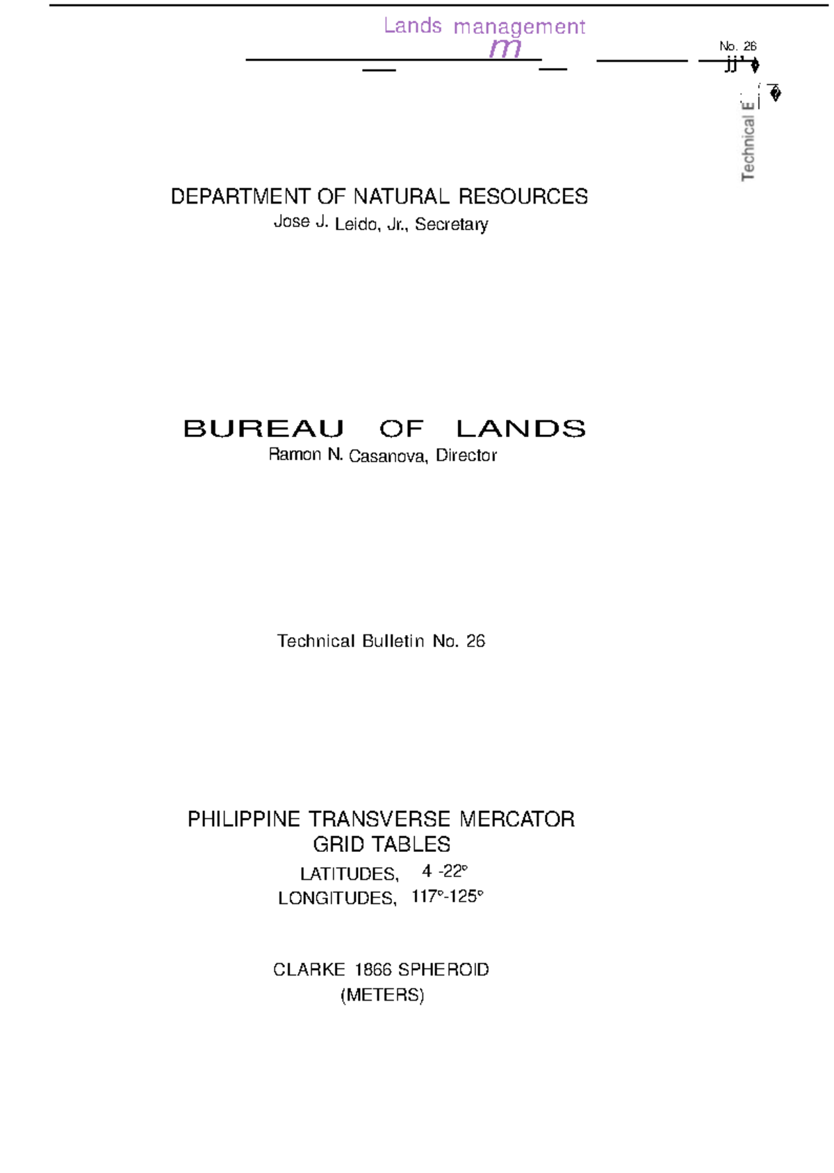 Philippine Transverse Mercator Grid Tables: Technical Bulletin No. 26 ...