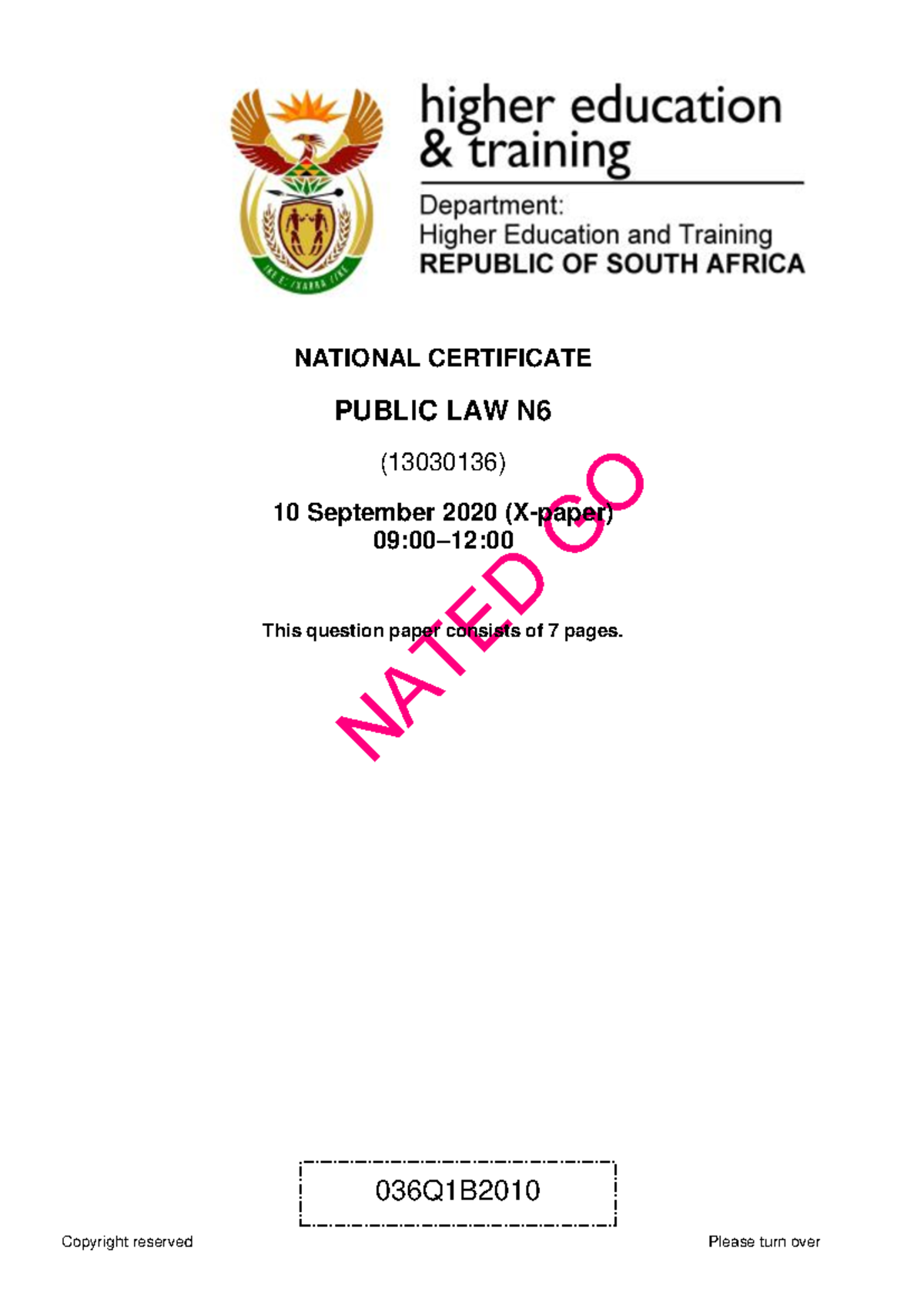 2020 N1410 Public Law N6 Final Exam Question Paper - Studocu
