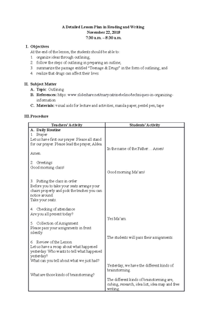 A Detailed Lesson Plan in Q4 English 3 Interpreting a Pictograph - A ...