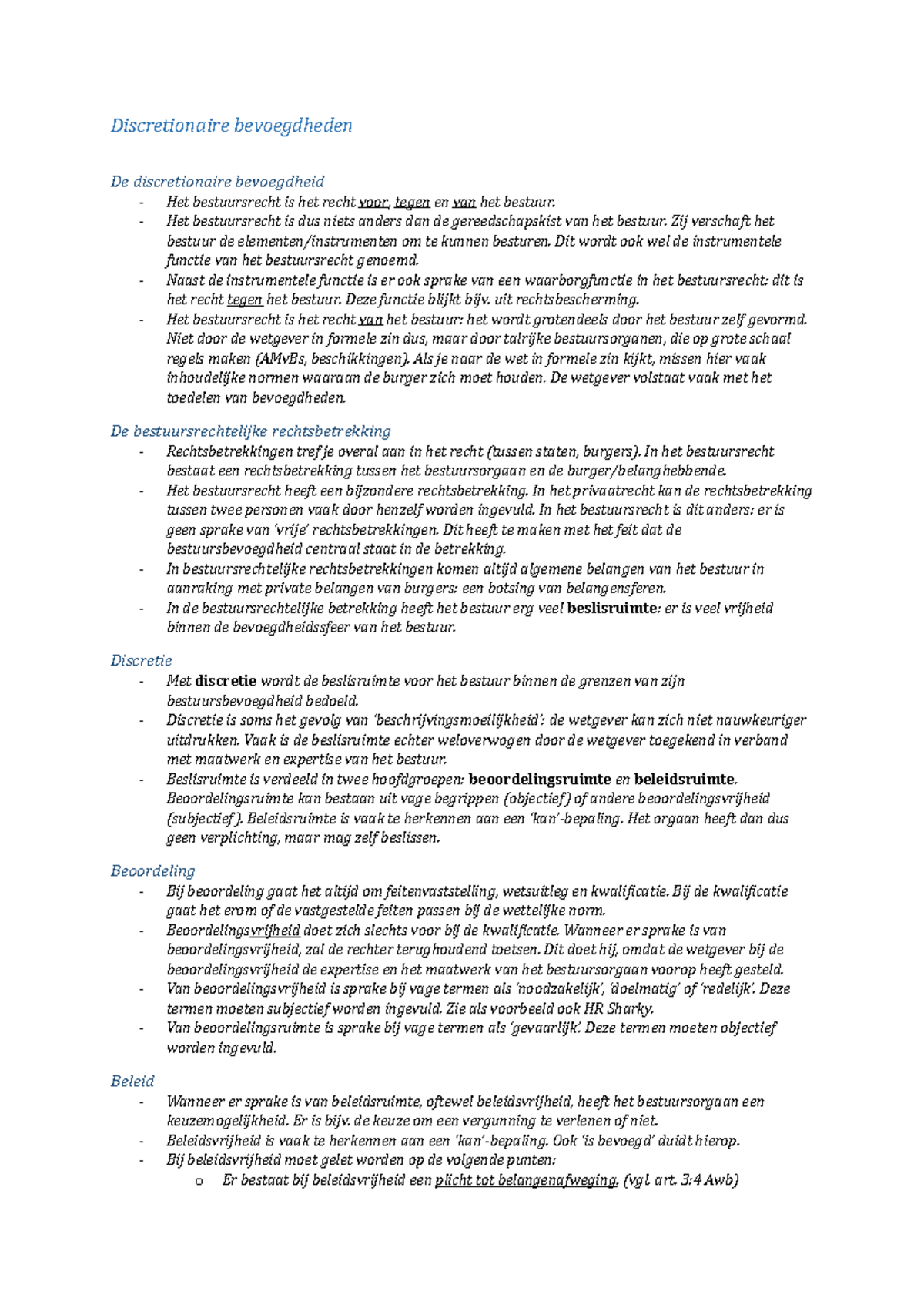 5. Discretionaire bevoegdheden - Discretionaire bevoegdheden De ...