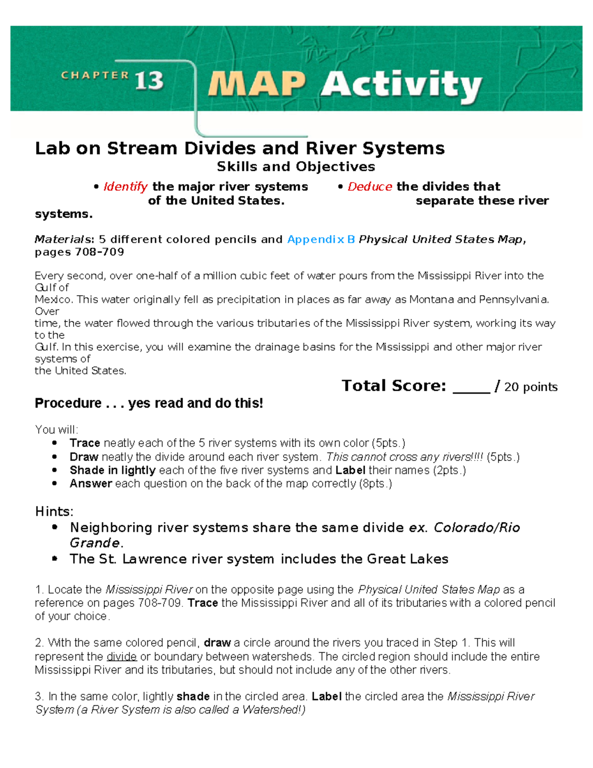 Lab Activity: Stream Divides & River Systems (Geography 101) - Studocu