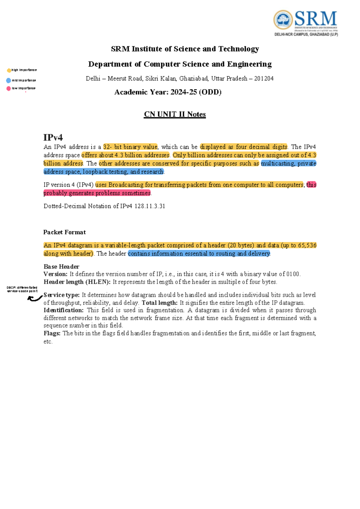 UNIT II - NOTES: Understanding IPv4 Addressing and Network Devices ...