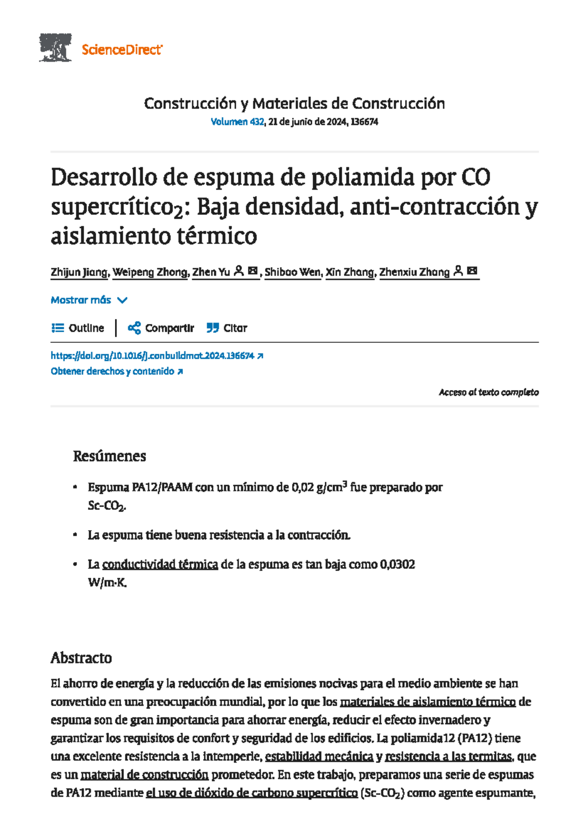 Desarrollo de Espumas de Poliamida 12 con CO₂ Supercrítico: Aislamiento ...