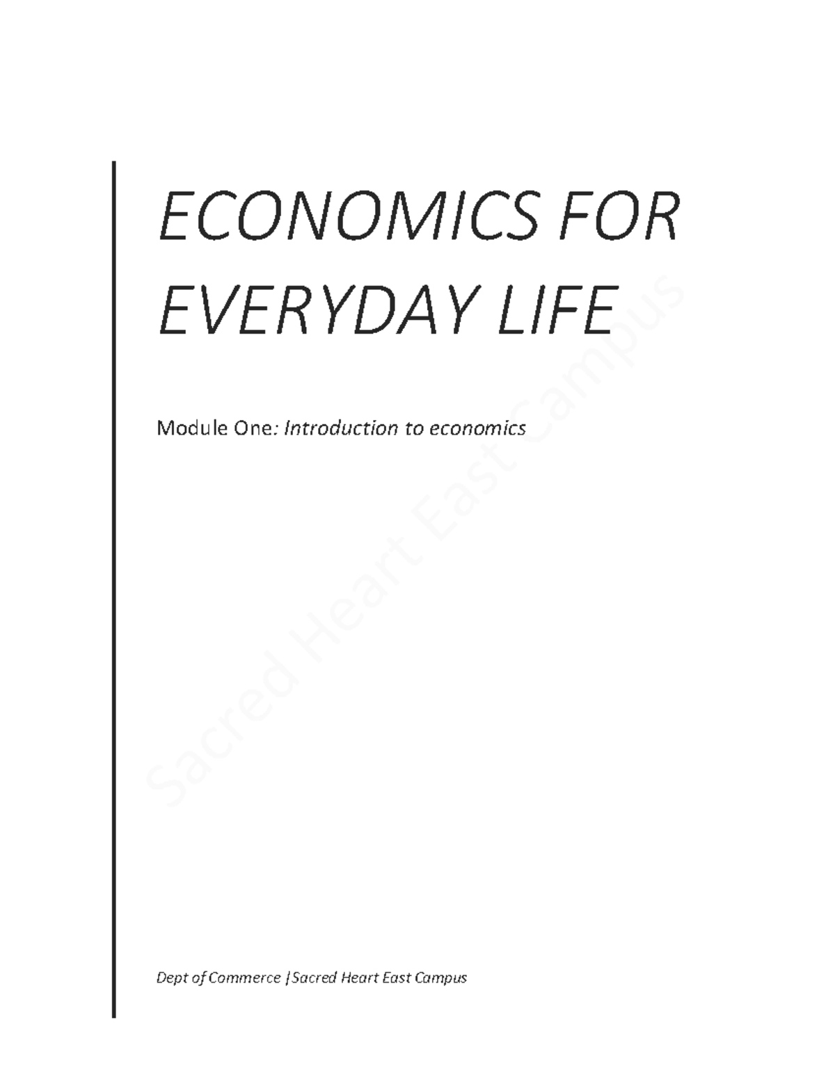 ECON 101: Module 1 - Intro to Economics for Everyday Life Lecture Notes ...