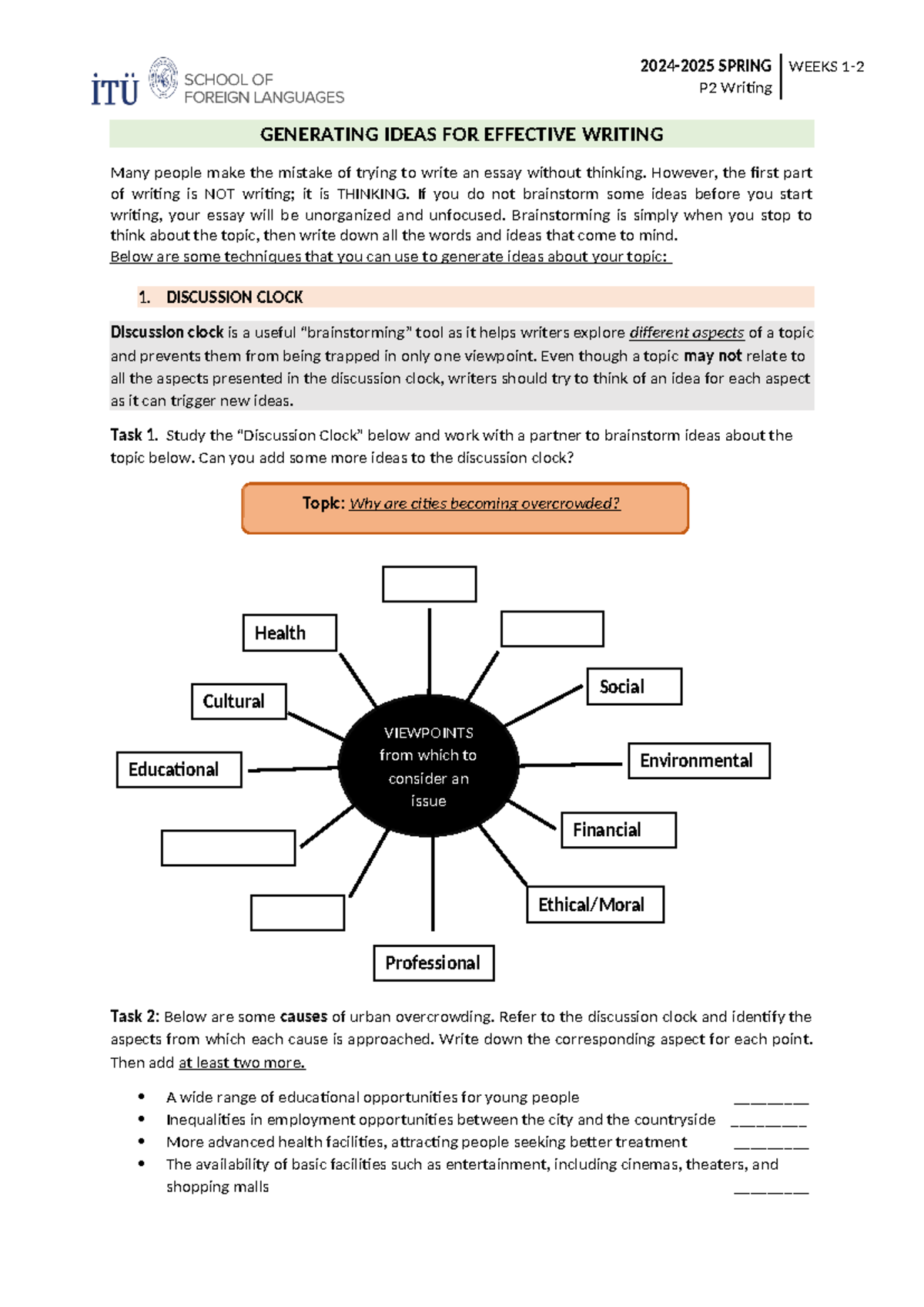 P2-S 2024-2025 Effective Strategies for Brainstorming Ideas in Writing ...
