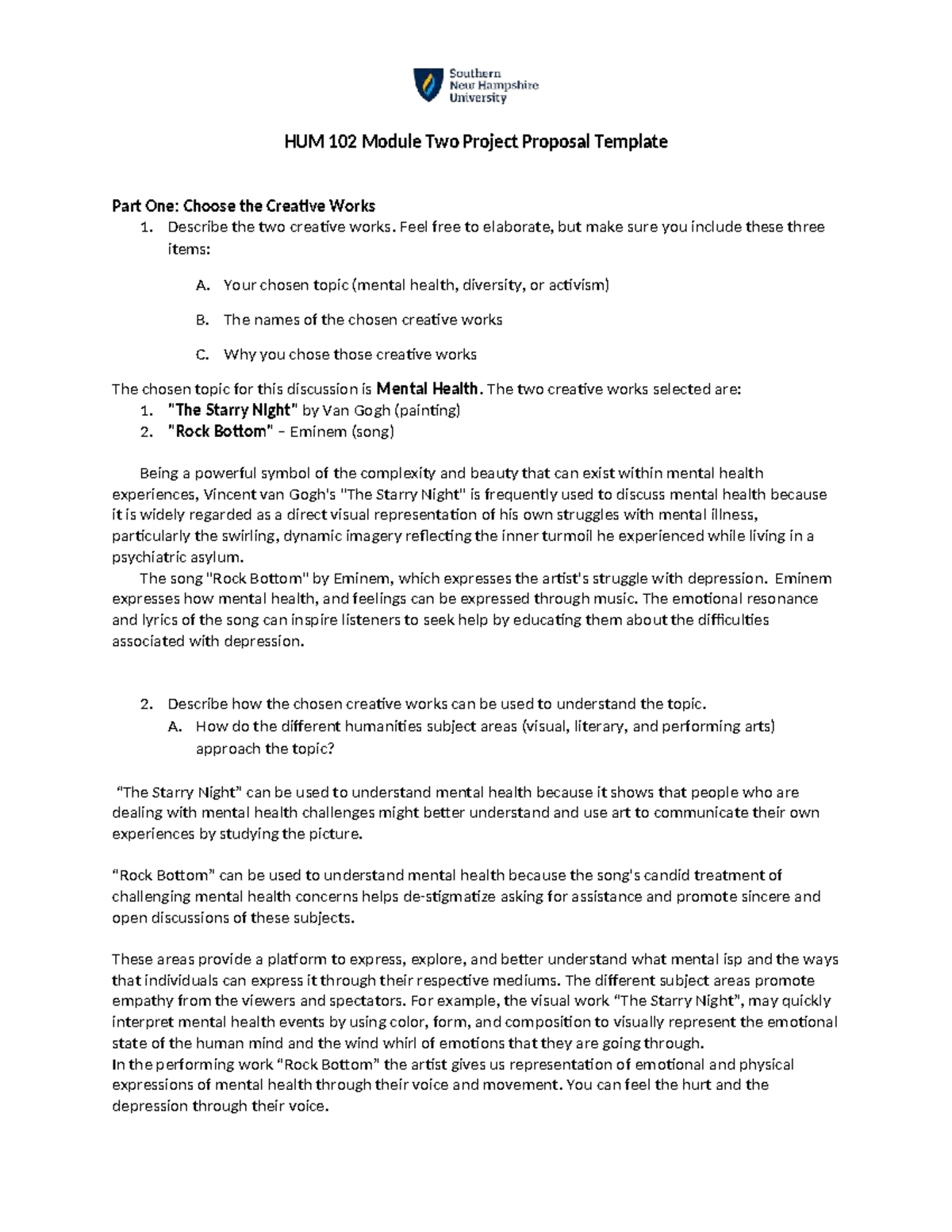 HUM 102 Module Two Project Proposal Template - HUM 102 Module Two ...