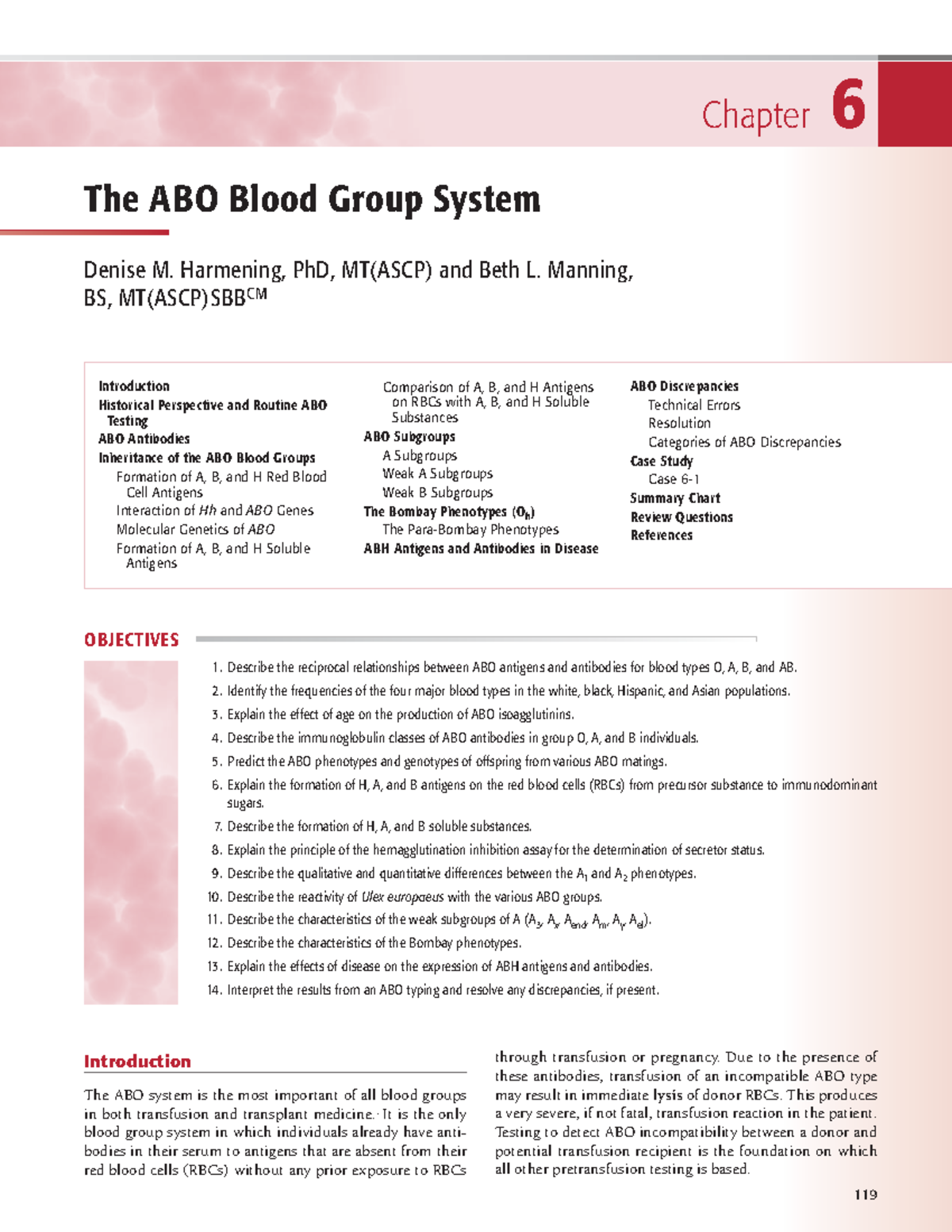 BB CHAP 6 - The ABO Blood Group System: Key Concepts and Testing - Studocu