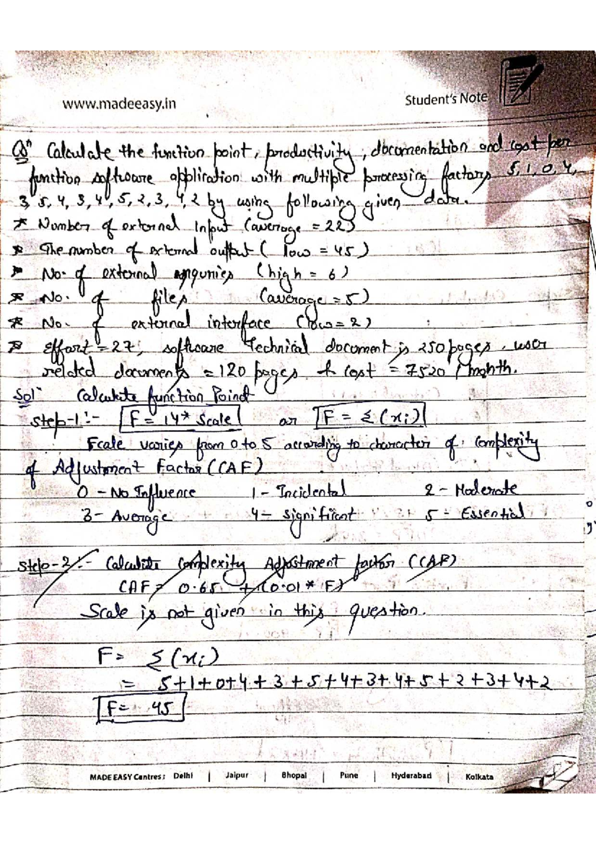 SPM Numericals - Function Point Calculation & Earned Value Analysis ...