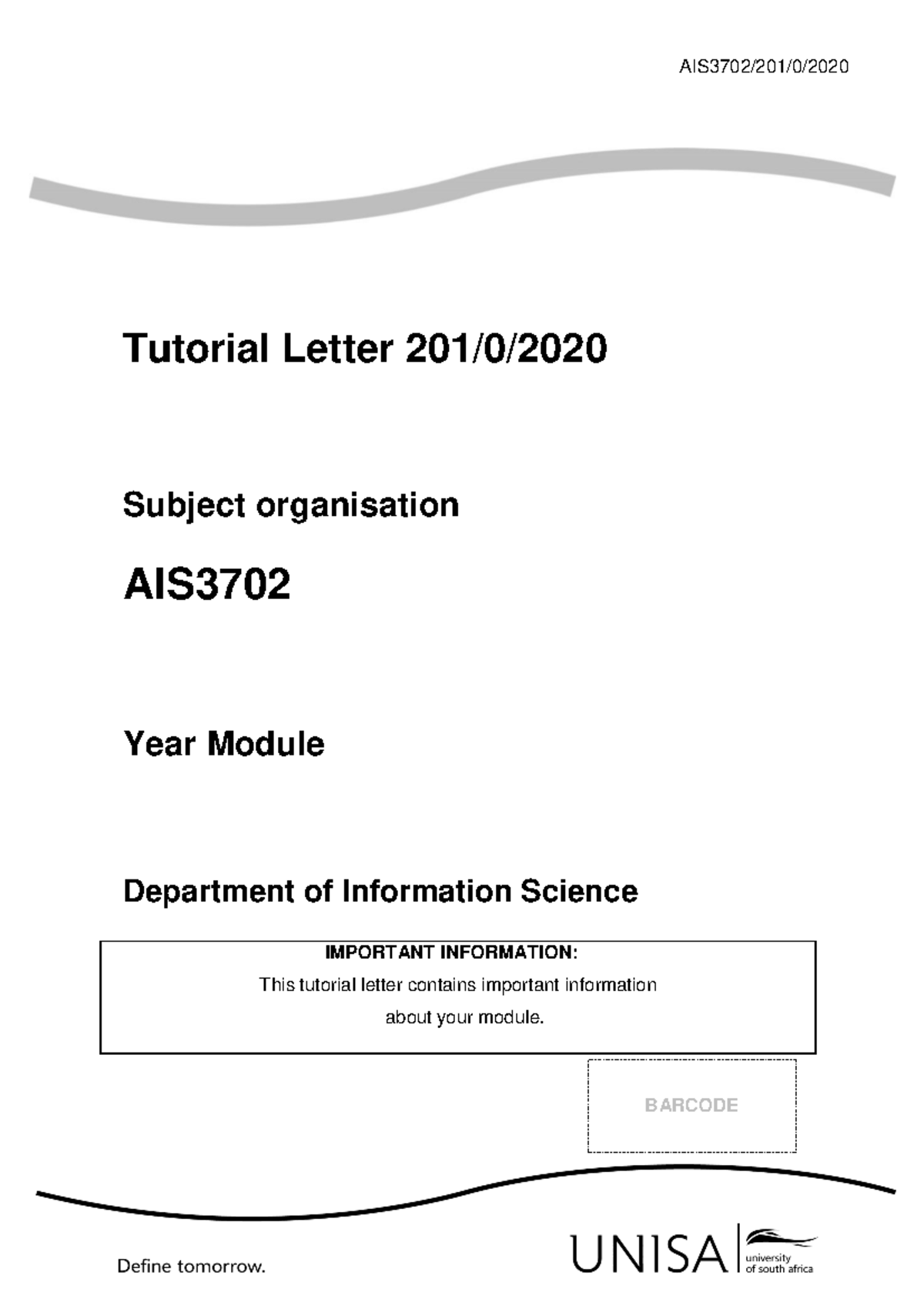 AIS3702 Tutorial Letter: Important Module Info and Assignments Guide ...