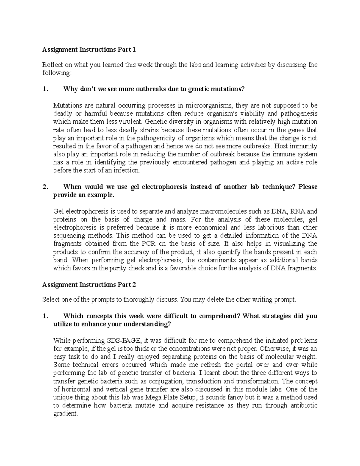 BIO101 Assignment: Reflections on Genetic Mutation & Transfer Methods - Studocu