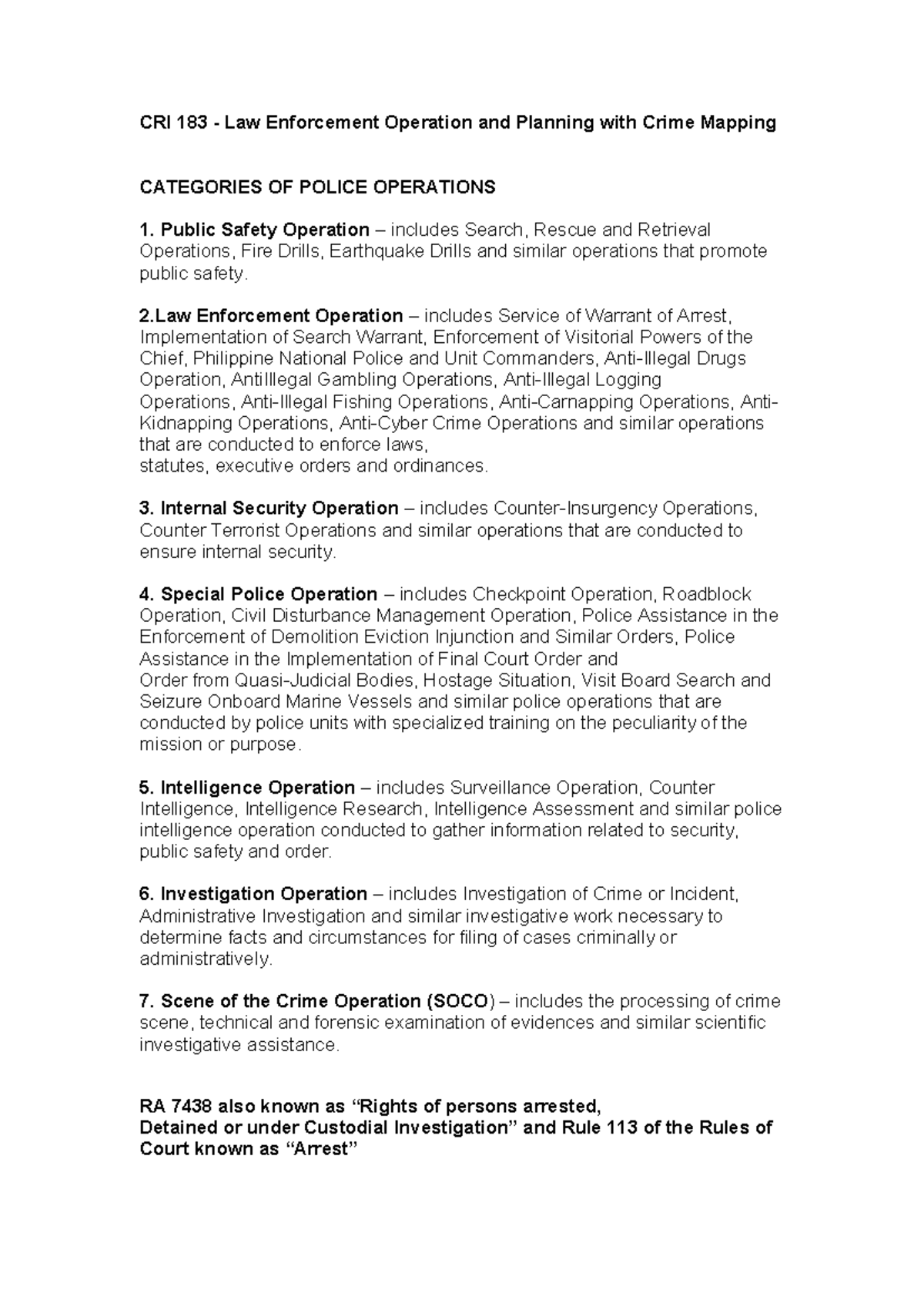 CFE 183 Law Enforcement Operations: Planning & Crime Mapping Insights ...