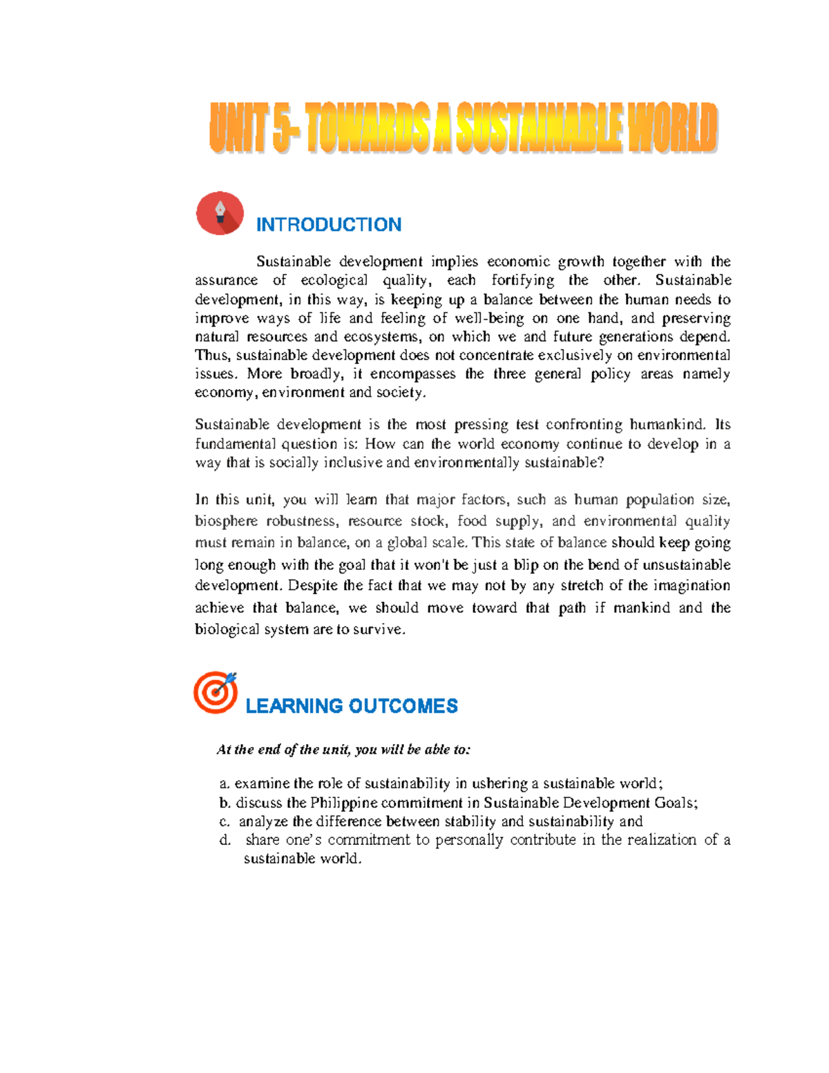 UNIT 5 Final Exam: Understanding Sustainable Development and Its Models ...