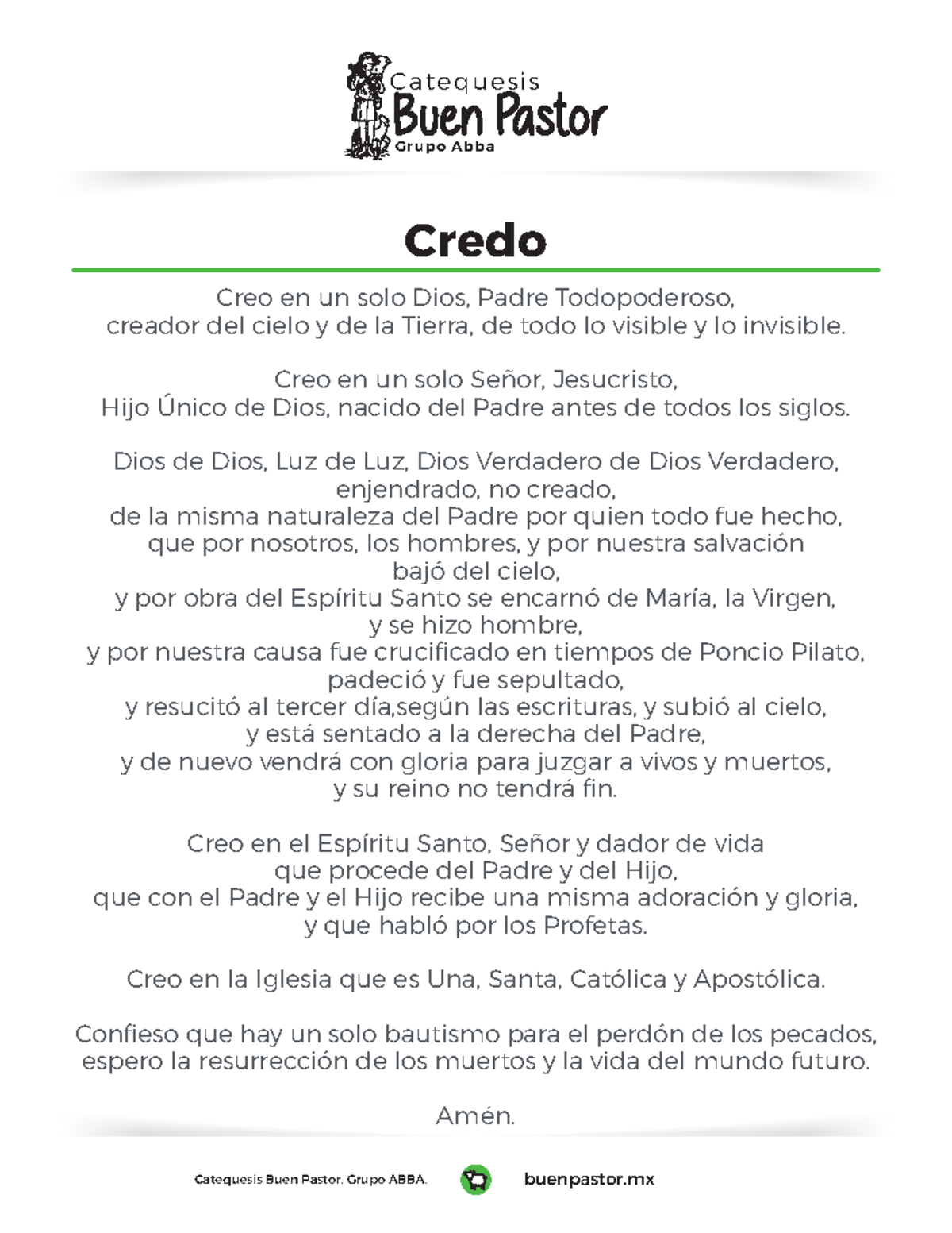 Credo - Aprendaos de cultura - Credo Creo en un solo Dios, Padre ...