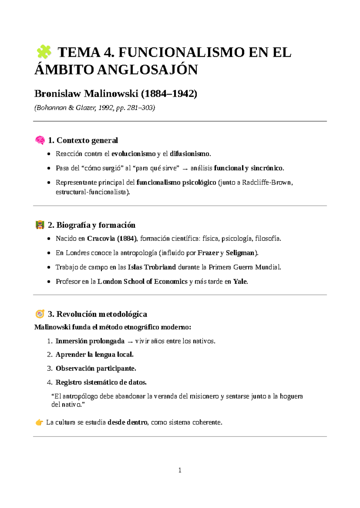 TEMA 4: FUNCIONALISMO EN EL ÁMBITO ANGLOSAJÓN - Malinowski (03) - Studocu