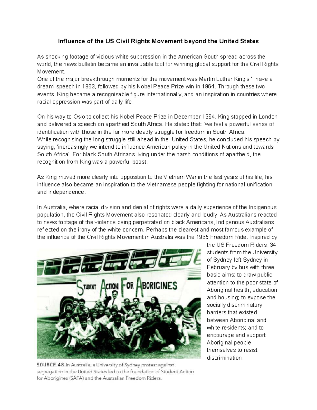 The Global Impact of the US Civil Rights Movement: A Study - Studocu