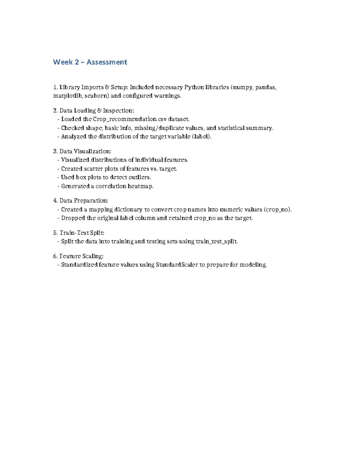 Week 2 Assessment: Data Analysis & Preparation Summary - Studocu