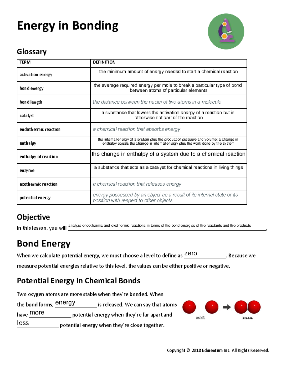 Chemistry Guided Notes: Energy in Bonding and Reactions - Studocu