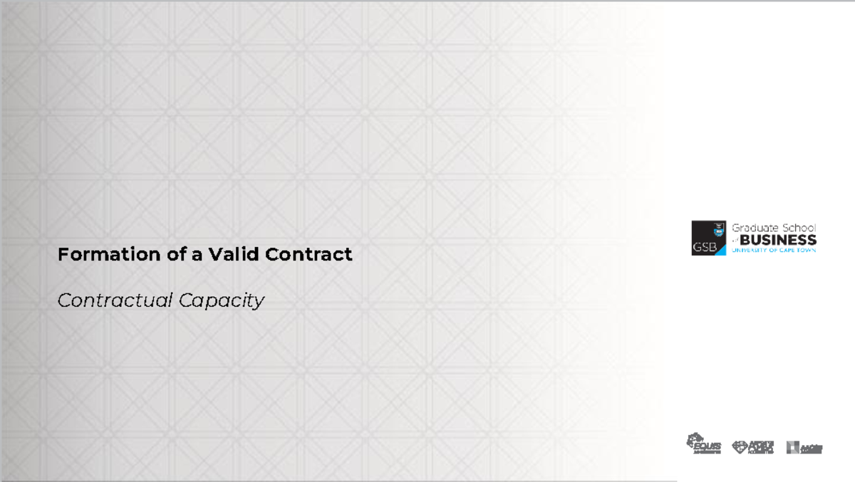 Part B - Formation Contractual Capacity - Formation of a Valid Contract ...