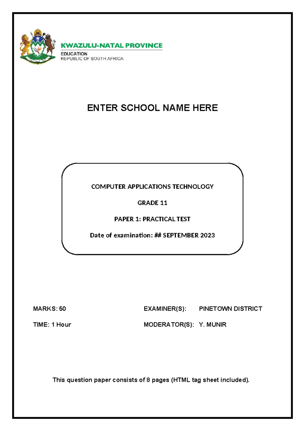 MINI-PAT Grade 8 Term4 Worksheet - TECHNOLOGY MINI-PAT grade: 8 TERM: 4 ...