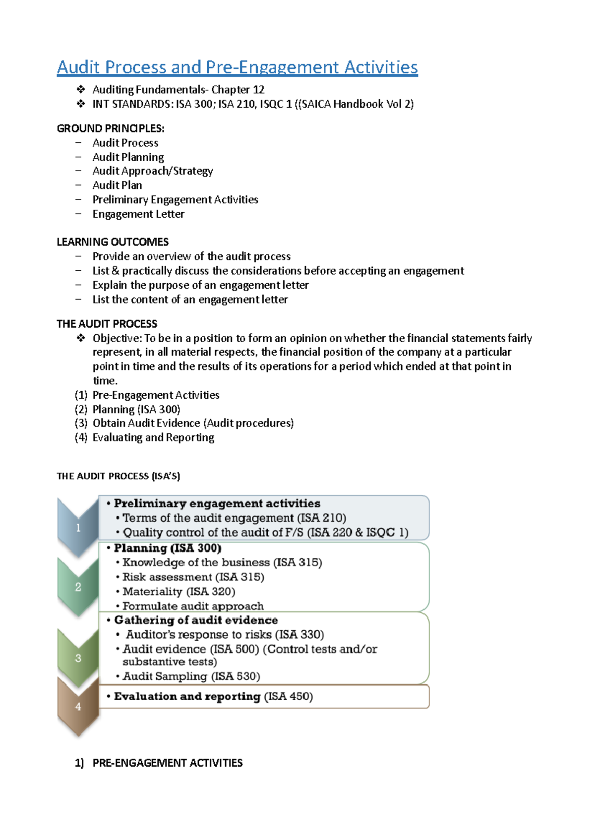 Audit Process & Pre-engagement Activities: Key Insights (ACC 301) - Studocu