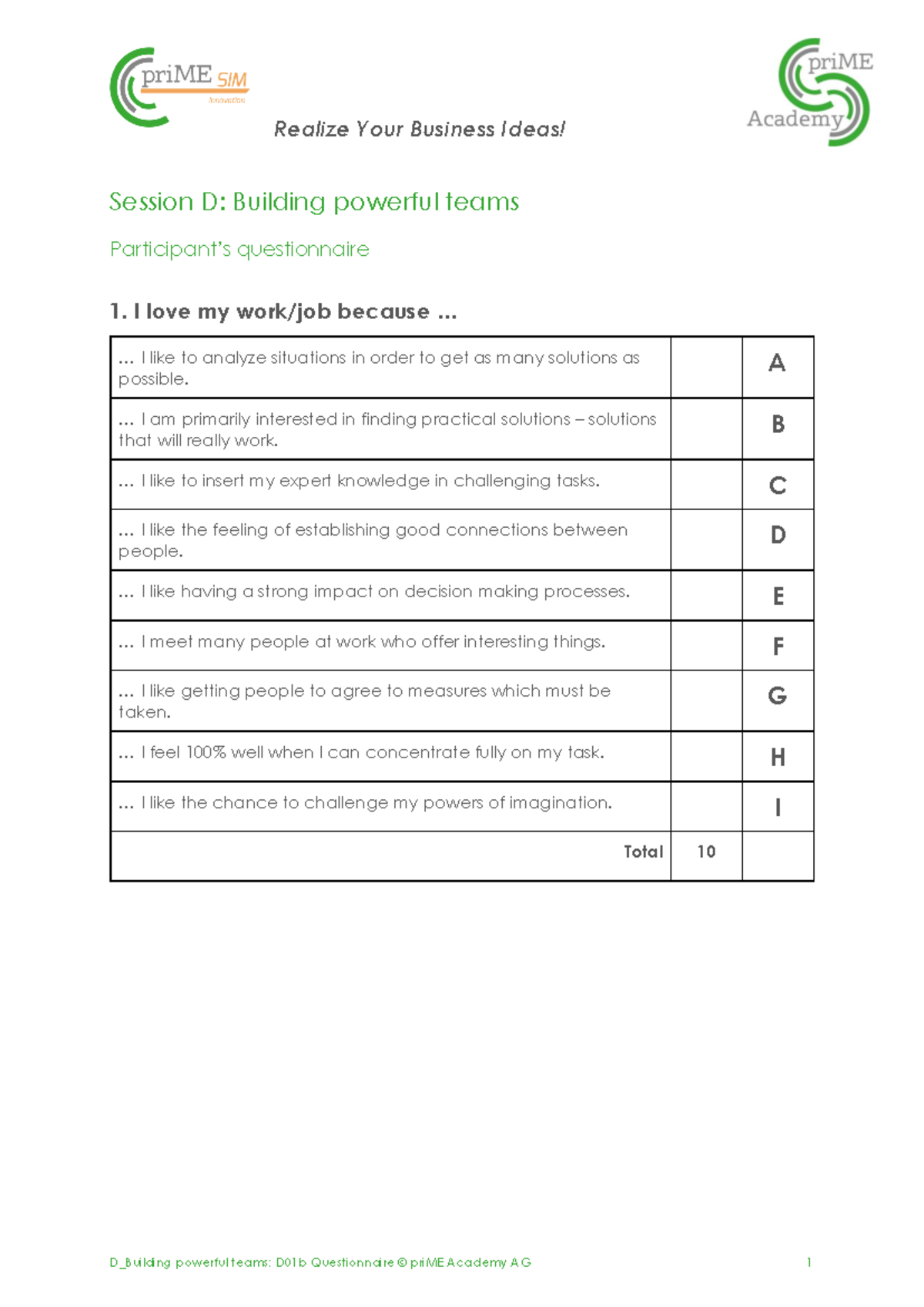 D01b Teamtest Questionnaire: Building Powerful Teams Insights - Studocu