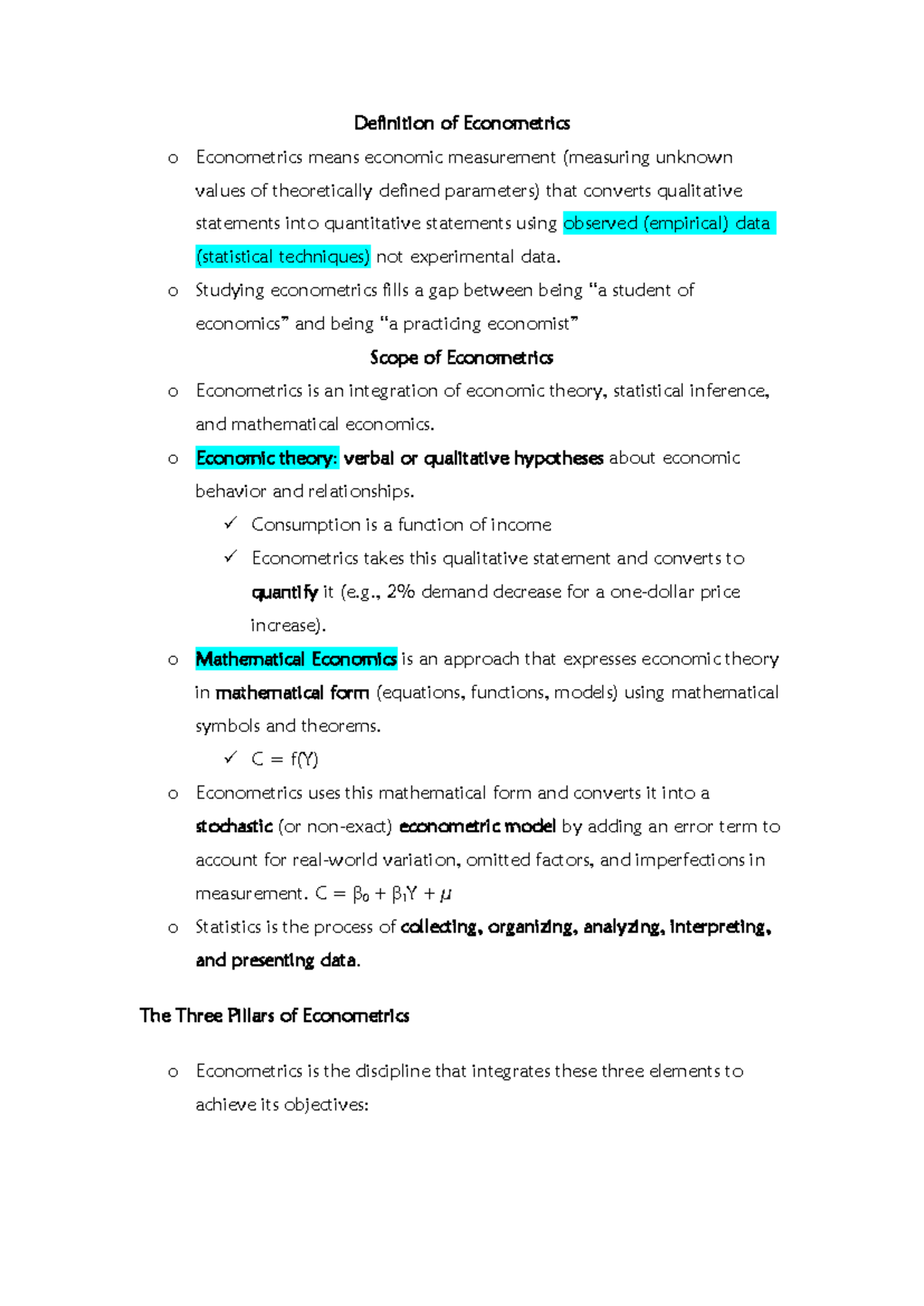 Econometrics Overview - Addis Ababa University CBE Management Dept ...
