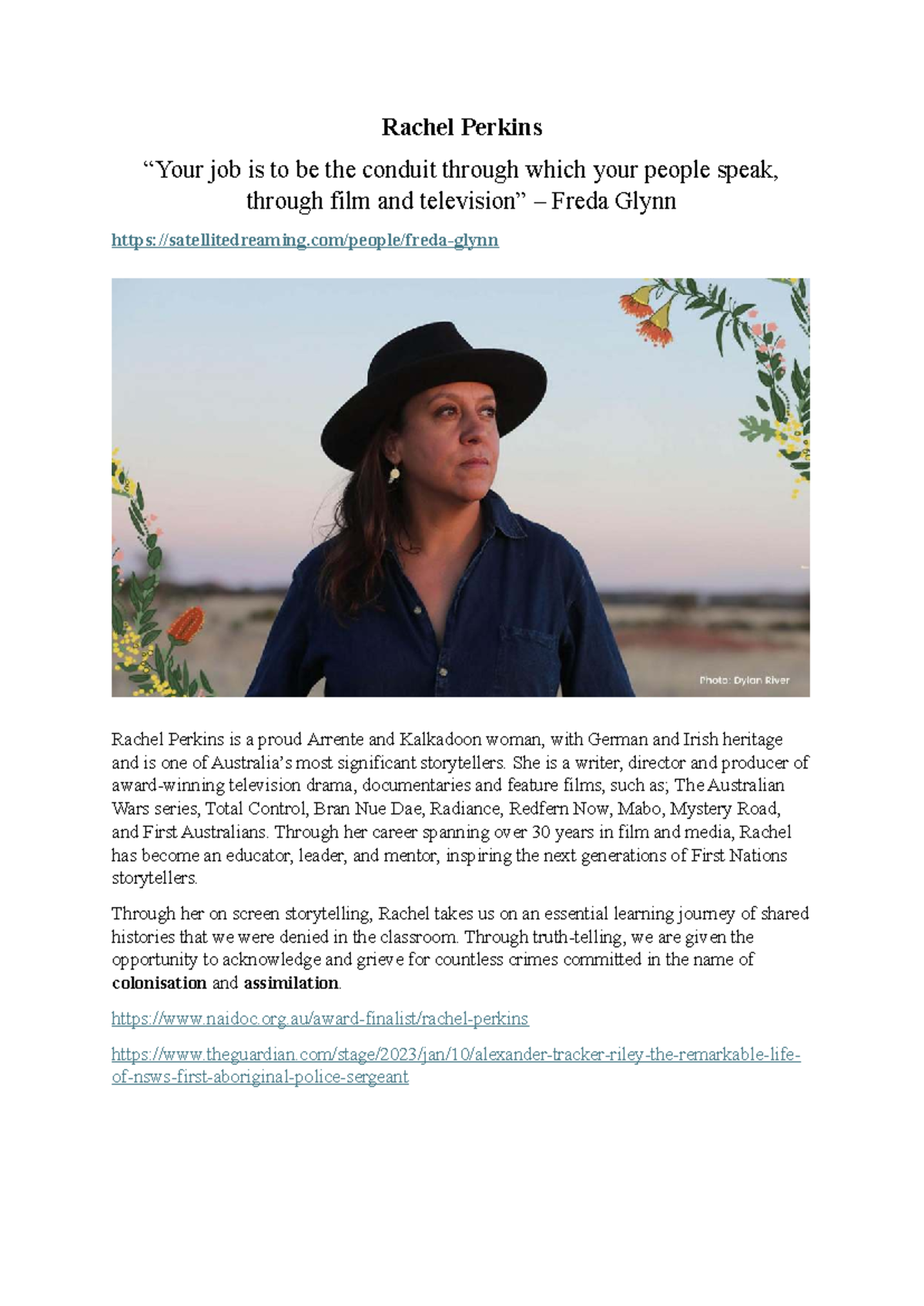Rachel Perkins - AT3 Notes on One Night the Moon: Identity & Culture ...