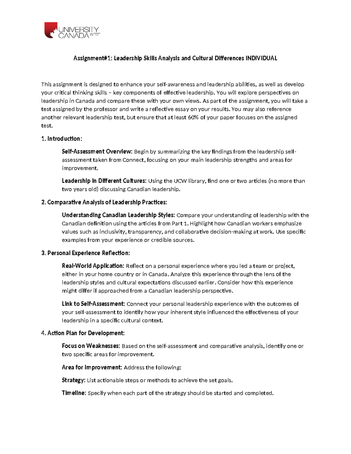 INDIVIDUAL ASSIGNMENT #1: Analyzing Leadership Skills & Cultural ...