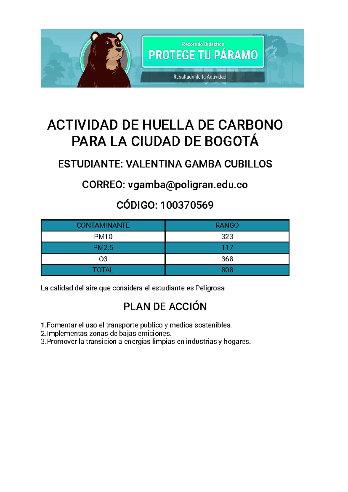 Actividad Huella Carbono Valentina Gamba Cubillos - Ciencias sociales ...